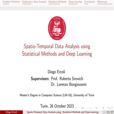 Masters Presentation Spatio Temporal Data Analysis Using Statistical Methods And Deep Learningpdf