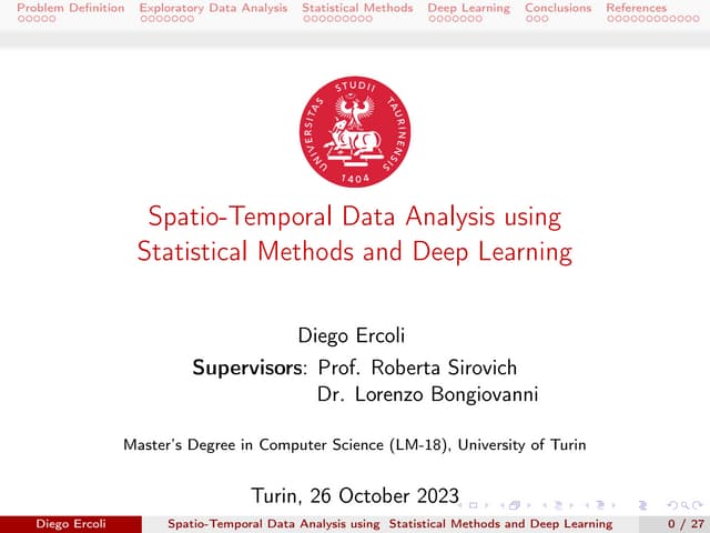 Masters Presentation Spatio Temporal Data Analysis Using Statistical Methods And Deep Learningpdf
