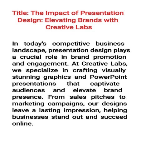 Title: The Impact of Presentation Design: Elevating Brands with ...