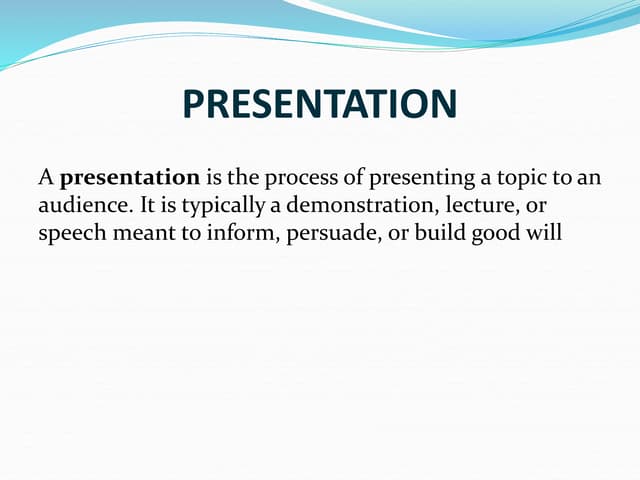 Presentation and parts of presentation | PPTX