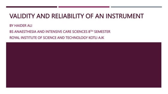 Validity & reliability | PDF