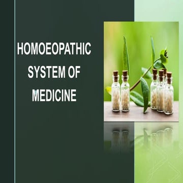 Homeopathy system of madicine in pharmacognosy and phytochemistry | PPT