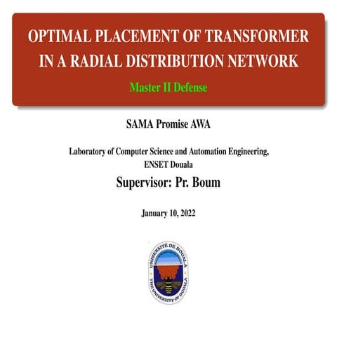 Presentation on optimal placement of transformer in a radial distribution network.pdf