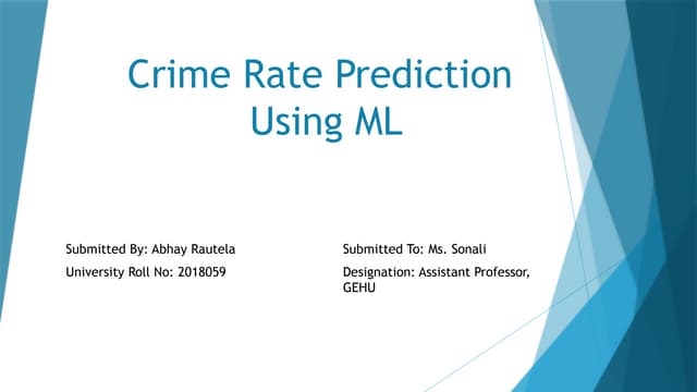 crime rate prediction using machine learning | PPT crime rate prediction using machine learning | PPT