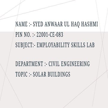 Solar building presentation for civil engineering | PPTX