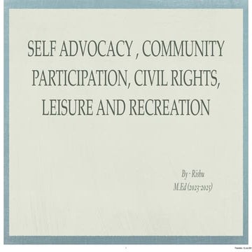 Self advocacy and its forms explained in detail | PDF