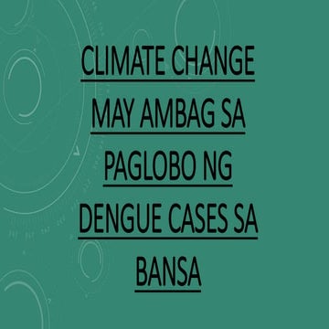 Climate change may ambag sa paglobo ng dengue cases sa bansa | PDF