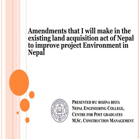 Amendments in land acquisition act of nepal | PPTX