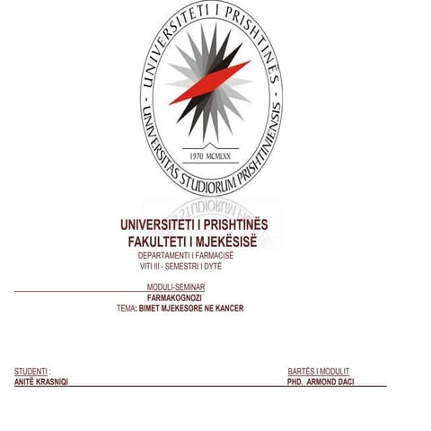 Bimet mjekesore ne kancer | PPTX