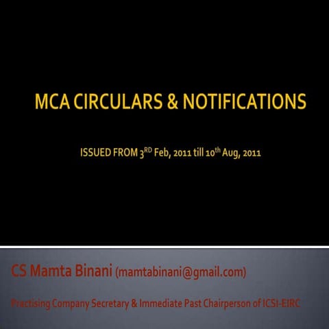 MCA Circulars & Notifications | PPTX