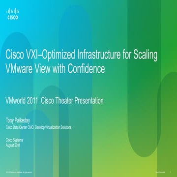 Presentation Cisco Vxioptimized Infrastructure For Scaling V Mware