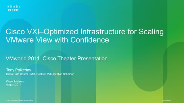 Presentation Cisco Vxioptimized Infrastructure For Scaling V Mware