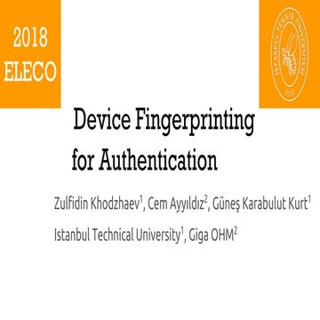 Device Fingerprinting for Authentication | PDF