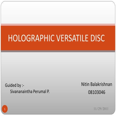 Holographic Versatile Disc - Seminar | PDF