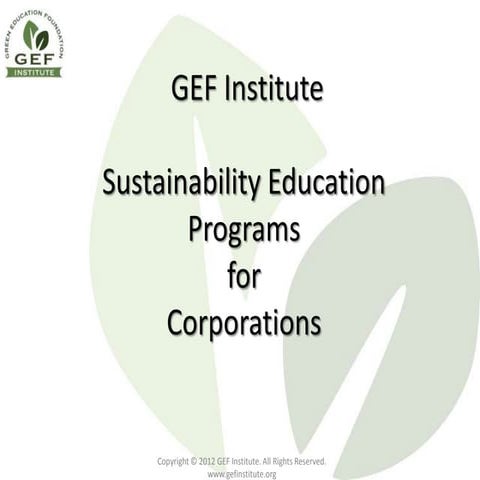 GEF Institute Sustainability Workforce Development | PPT