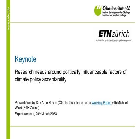 Research needs around politically influenceable factors of climate ...