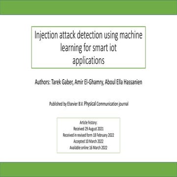 Injection Attack detection using ML for | PPTX