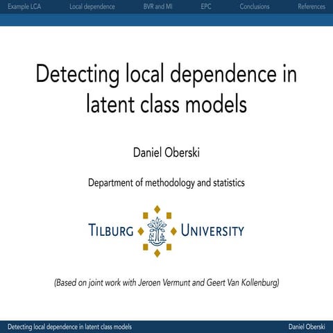 Detecting Local Dependence In Latent Class Models Pdf