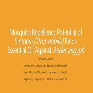 Presentation mosquito repellency potential of sinturis (citrus nobilis ...