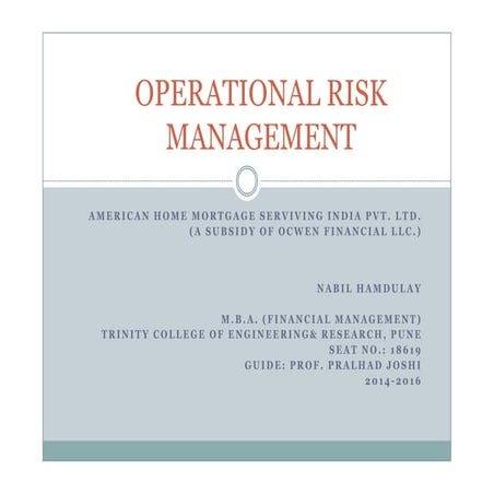 Operational Risk Management | PDF