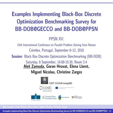 Examples Implementing Black-Box Discrete Optimization Benchmarking Survey for BB-DOB@GECCO and ...