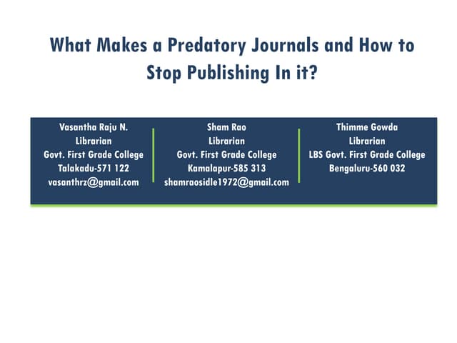 Predatory Journals and Publishers | PPTX