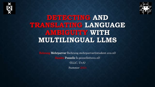Detecting And Translating Language Ambiguity With Multilingual Llms Ppt