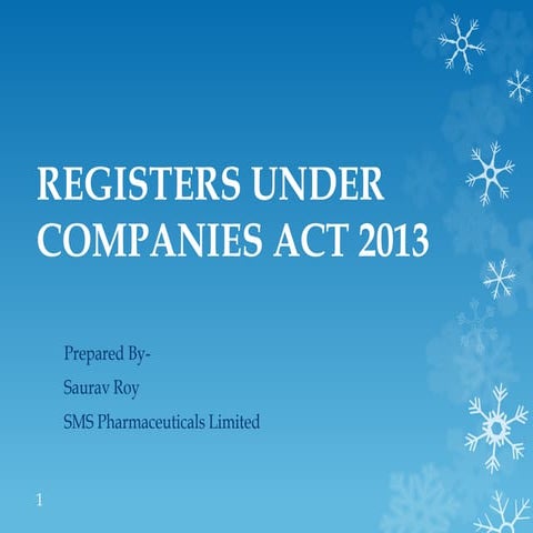Statutory Registers under Companies Act, 2013. | PPTX