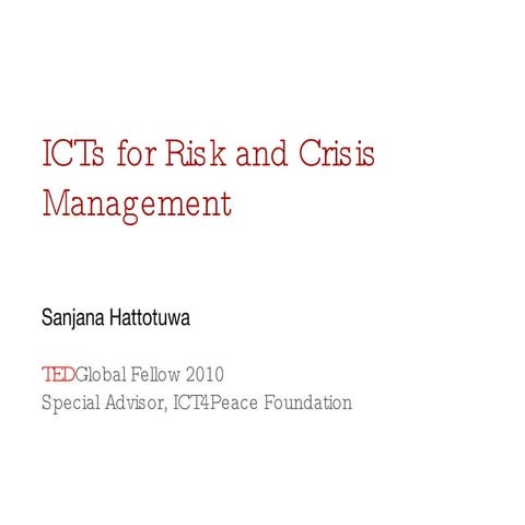 ICTs for Risk and Crisis Management | PPT