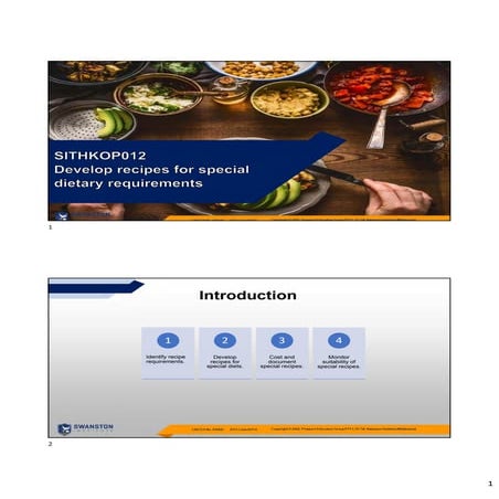 Presentation - SITHKOP012 Develop recipes for special dietary ...