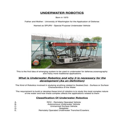 Underwater Robotics | PDF