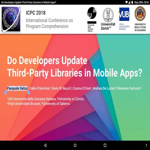 Do Developers Update Third-Party Libraries in Mobile Apps? | PPT | Free ...
