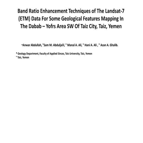 Mapping Of The Groundwater Potential Zones Using Remote Sensing And Geographic Information