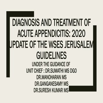 2025 WSES Jerusalem Guidelines on Acute Appendicitis Diagnosis and ...