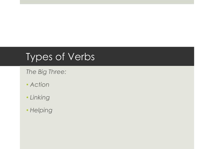 Verbs: Action, Linking, Main and Helping | PPTX