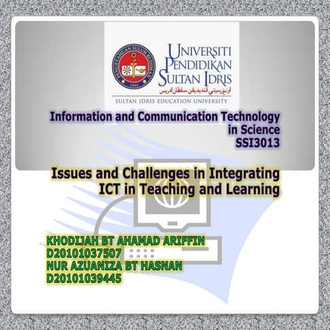 Issues And Challenges In Integrating Ict In Teaching And Learning Pptx