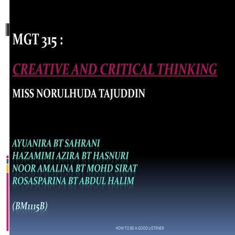 how to be a good listener | PPTX