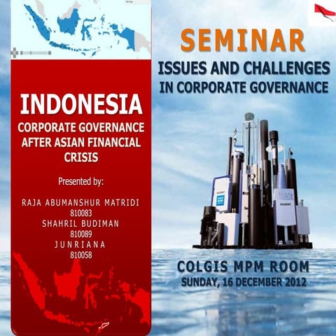 Indonesia corporate governance after financial crisis | PPTX