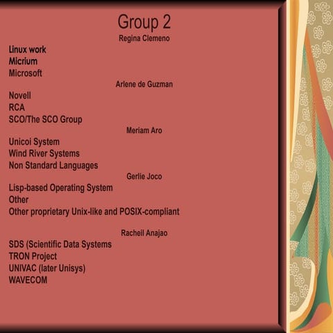 GROUP2 | PPT | Operating Systems | Computer Software and Applications