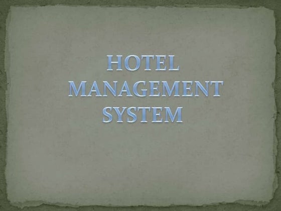 Hotel management system presentation | PPT
