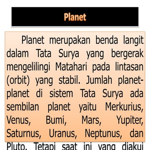 Power Point Astronomi " Planet-Planet dalam Tata Surya" | PPTX