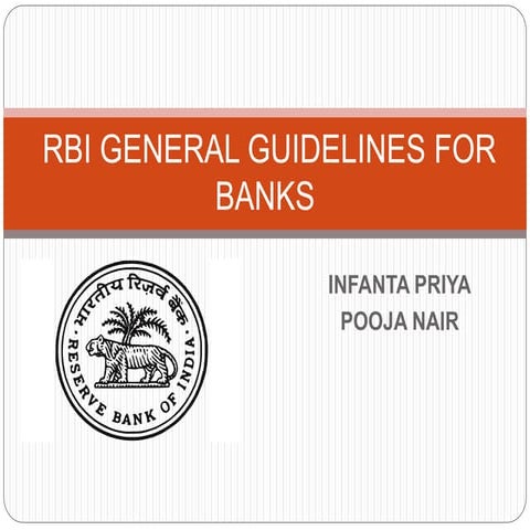 RBI GUIDELINES FOR BANKS | PPTX