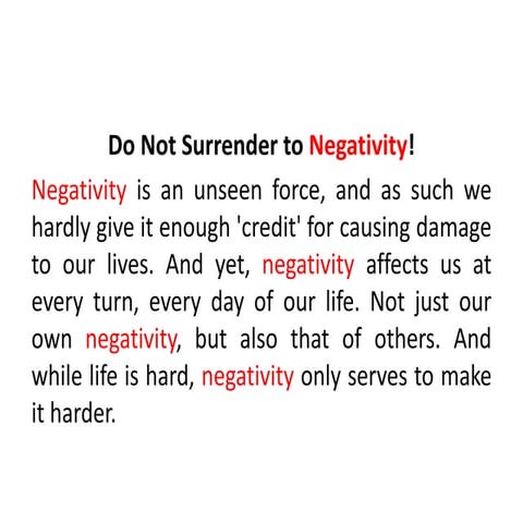 Do Not Surrender to Negativity! | PPTX
