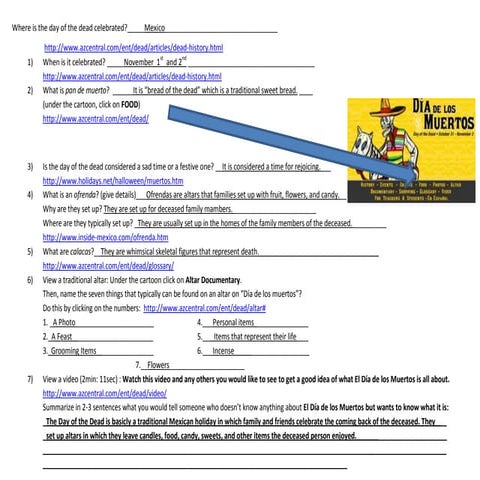 Day of the dead work sheets 111 | DOCX