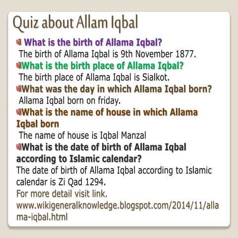 Quiz about Allama Iqbal | PPT