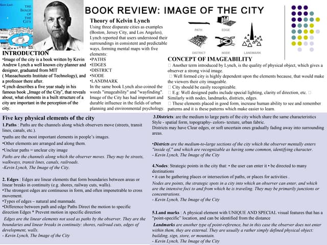 kevin lynch theory five elements - urban design | PPTX