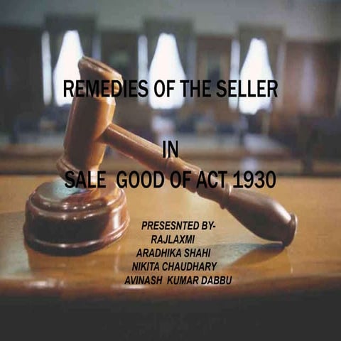 sales of good act 1930 | PPTX