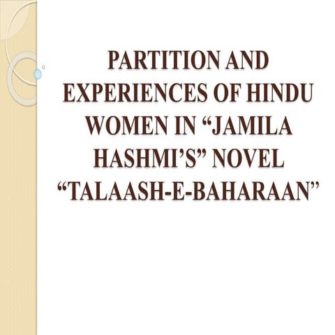 Depiction of women in Talaash e Baharan Novel | PPT