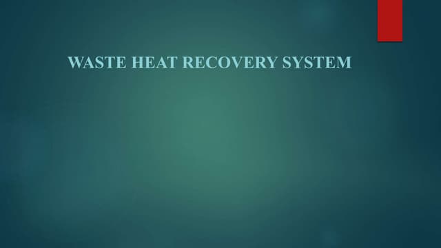 Waste Heat Recovery System in Cement Plant | PPTX