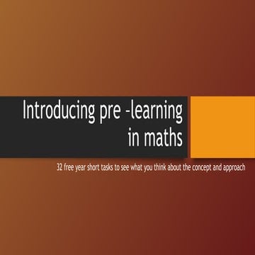 pre-learning in maths - 32 short tasks for year initially | PPT